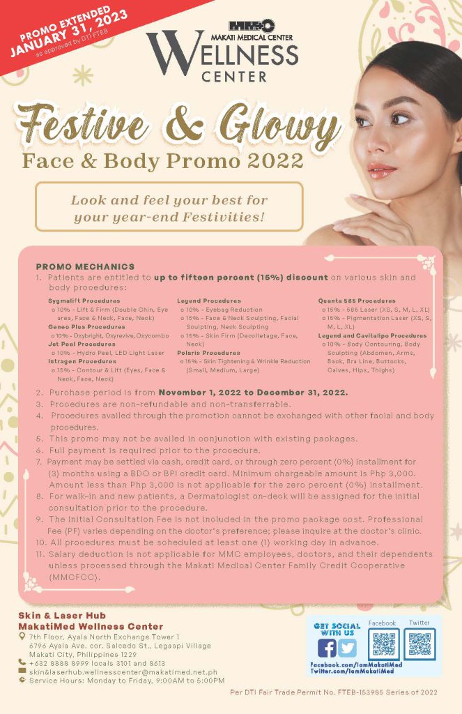 Festive & Glowy - Face & Body Promo 2022 | Makati Medical