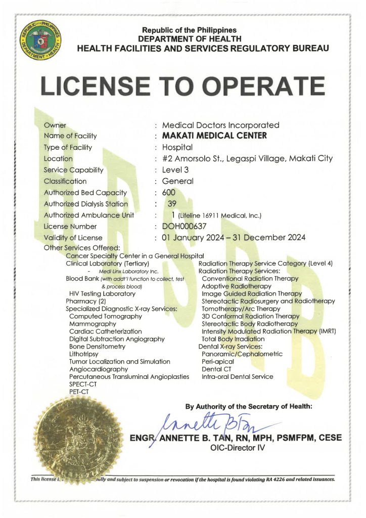 Certificates - Makati Medical Center