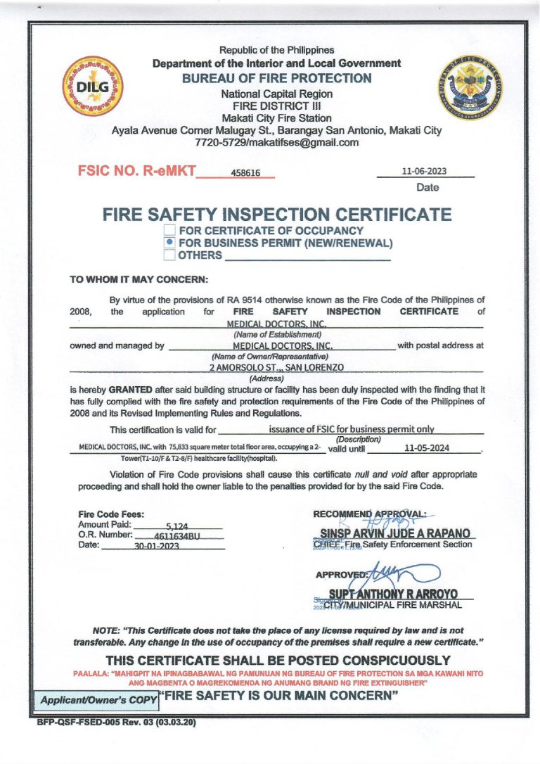 Certificates - Makati Medical Center