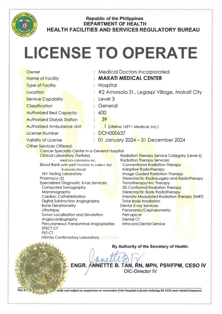 Certificates - Makati Medical Center