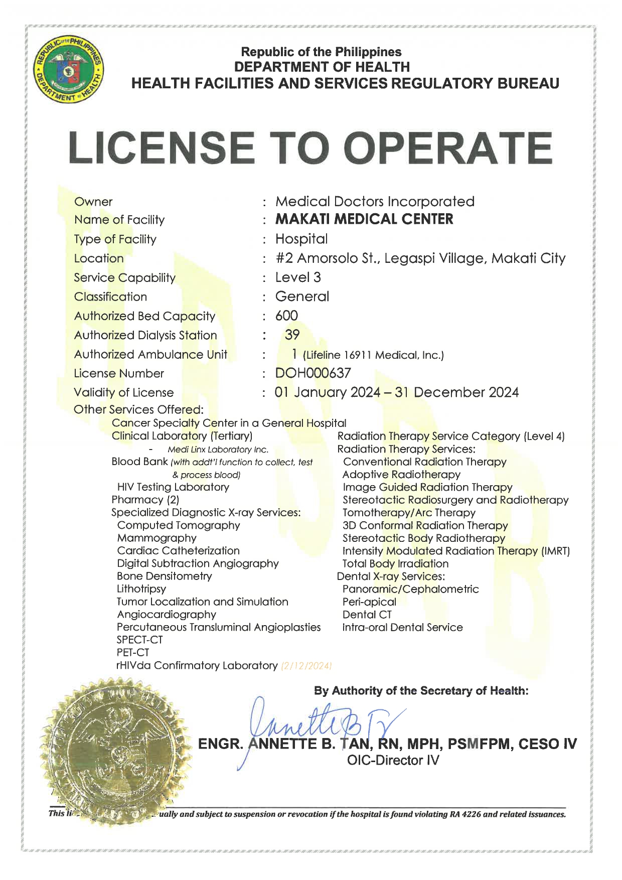 Certificates - Makati Medical Center