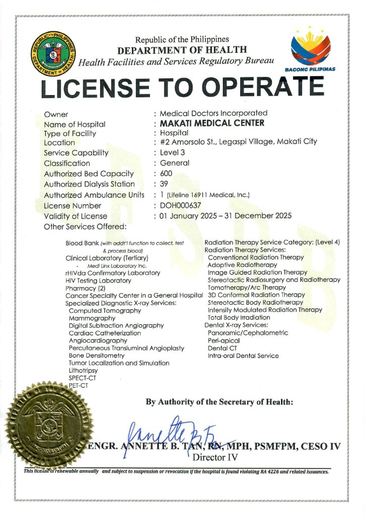 Certificates - Makati Medical Center