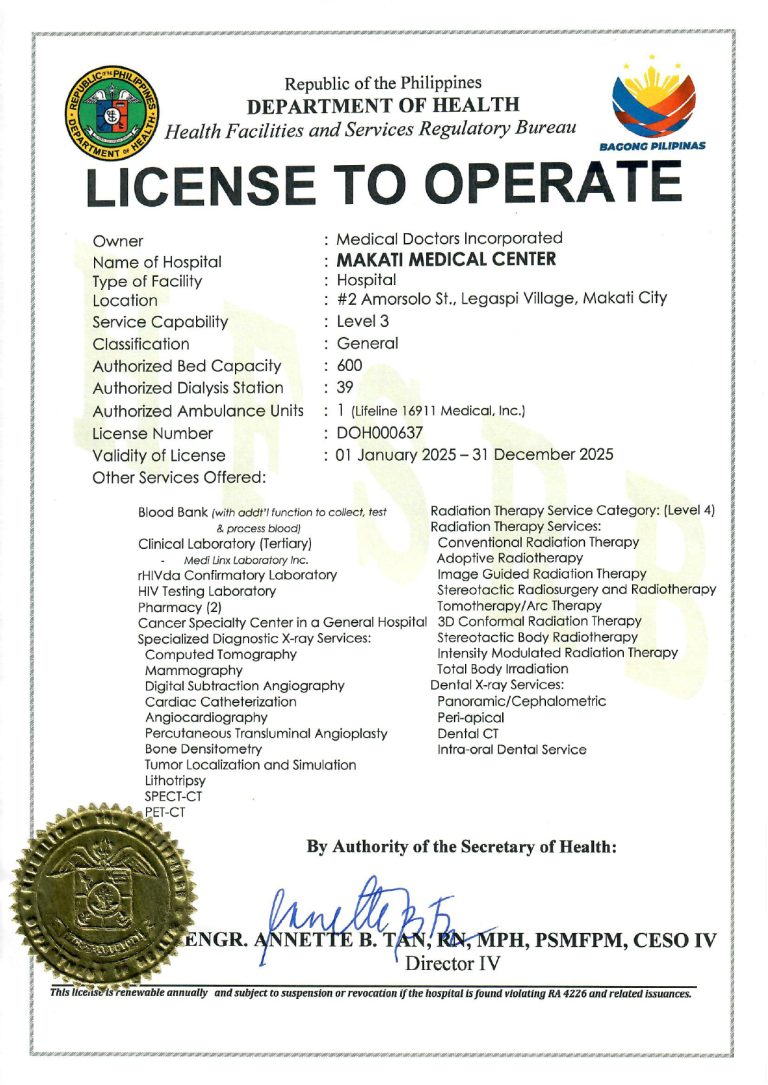 Certificates - Makati Medical Center