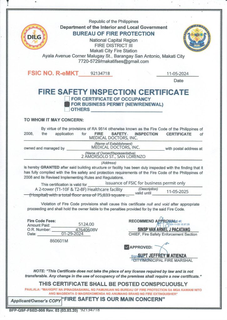 Certificates - Makati Medical Center