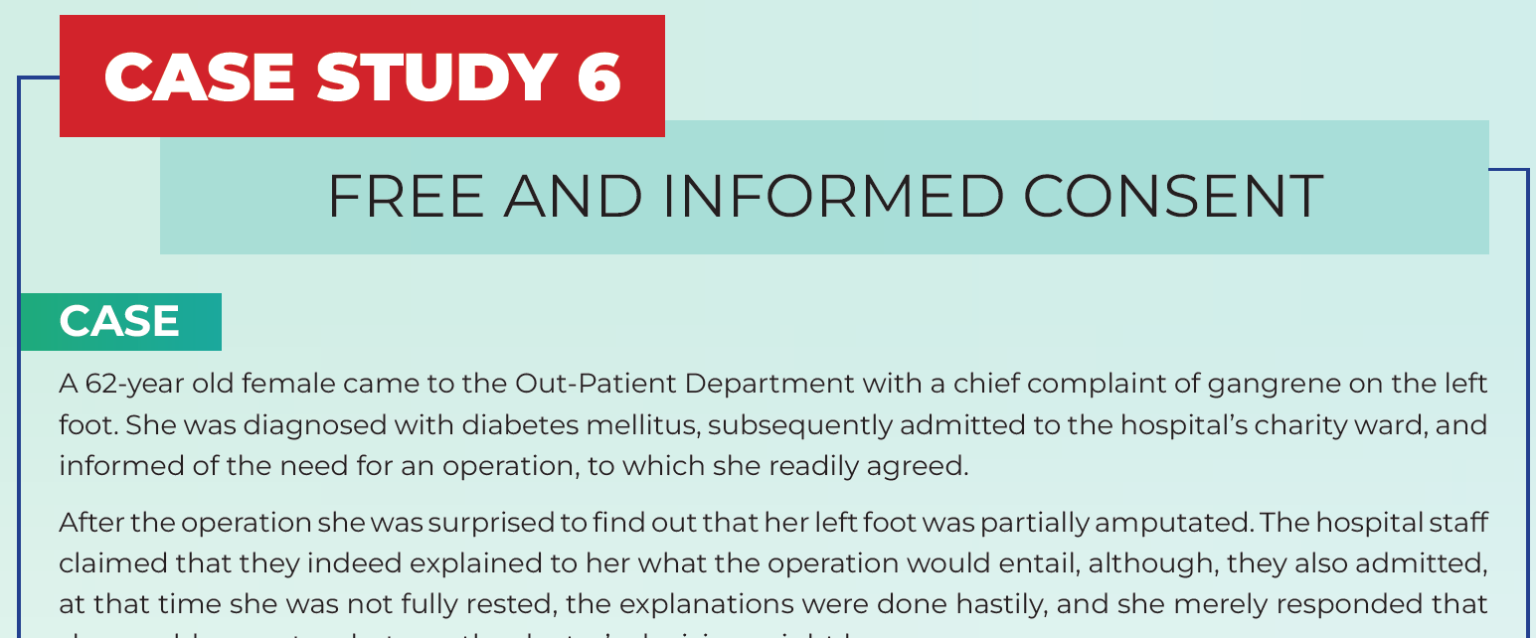 Case 6: FREE AND INFORMED CONSENT - Bioethics Bits - Makati Medical Center